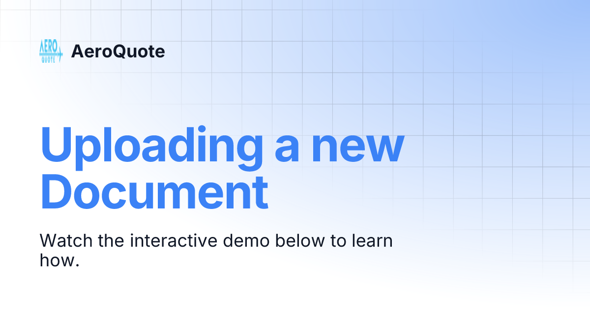 Uploading a new Document | AeroQuote